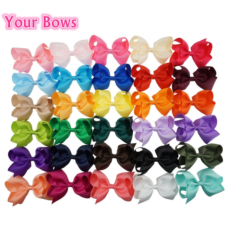 Your Bows 30Pcs/Lot 4 Inch Girls Hair Bows Handmade Solid Ribbon Bows ...