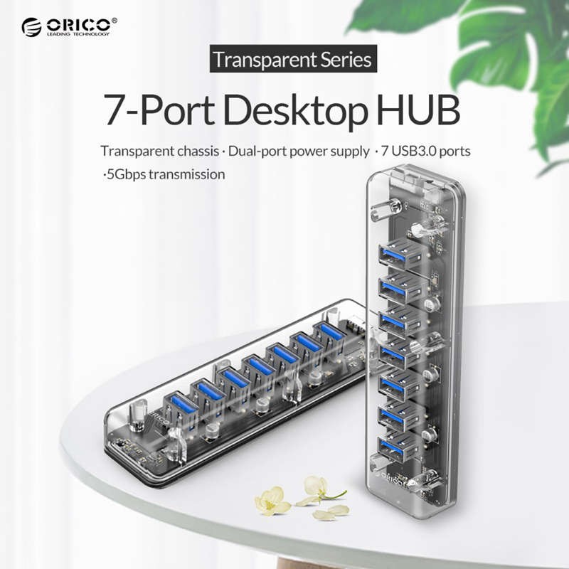 ORICO 7 Ports USB 3.0 Hub Splitter พร้อม Dual Micro-USB Power Port ...