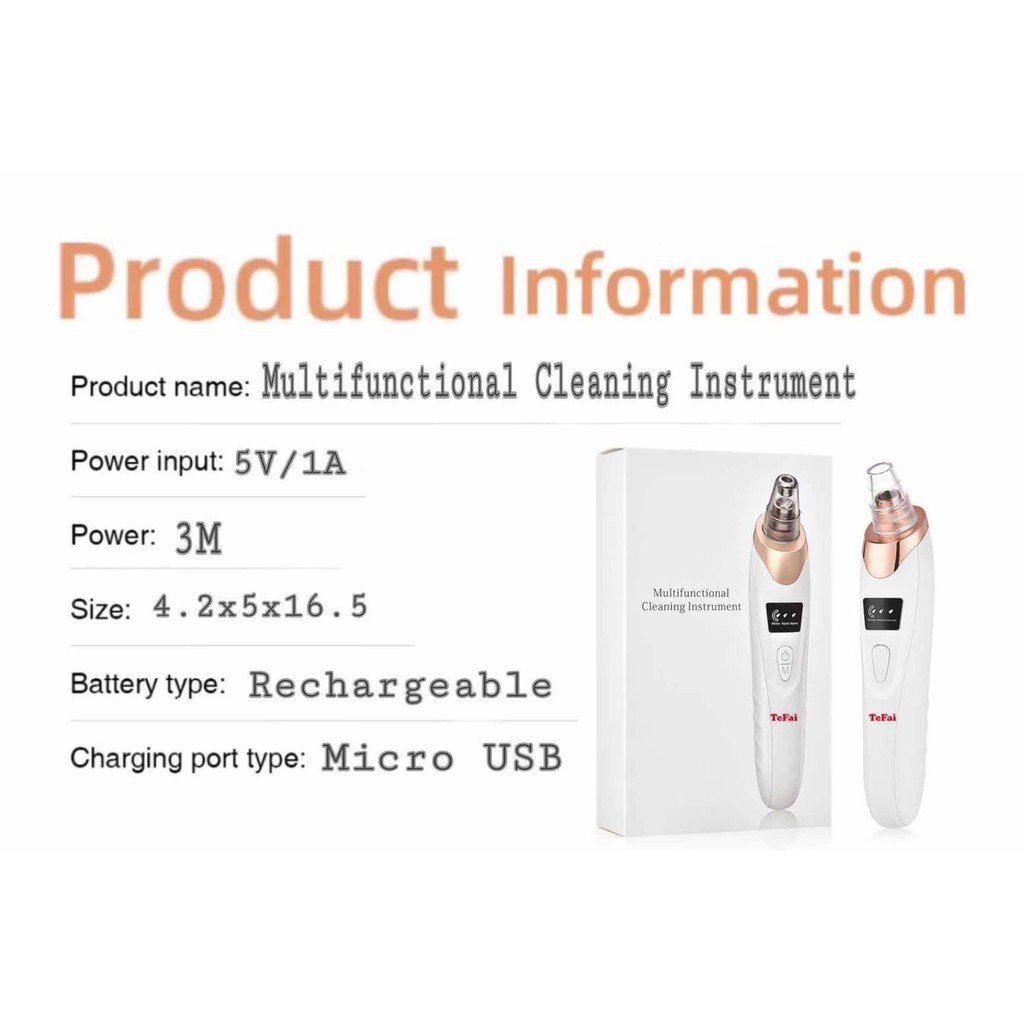 เครื่องดูดสิวเสี้ยน TeFai HY9 ขจัดสิ่งสกปรกบนใบหน้า เครื่องดูดสิวหัวดำมาพร้อมหัวเปลี่ยน 5 หัว ...