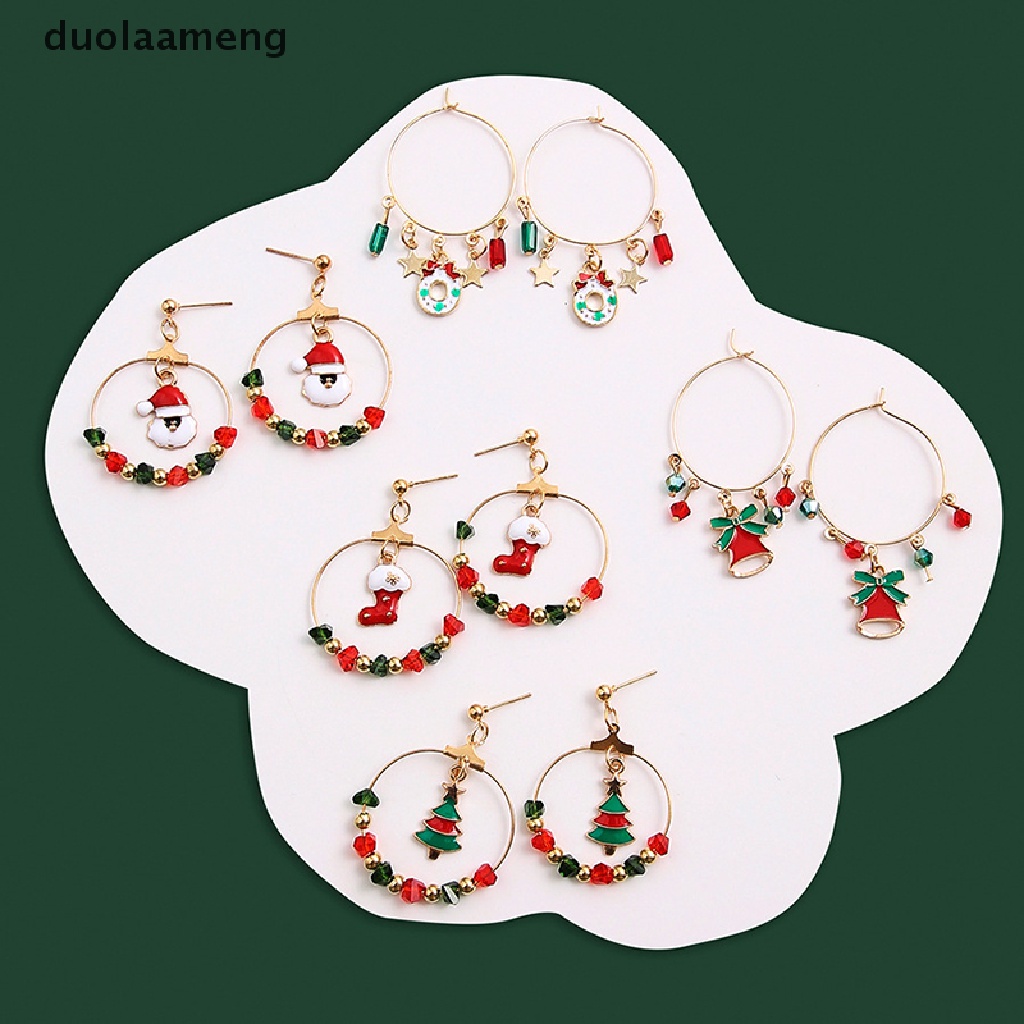 [duolaameng] 2021 New Christmas Earrings Jewelry Asymmetry Cute Santa ...