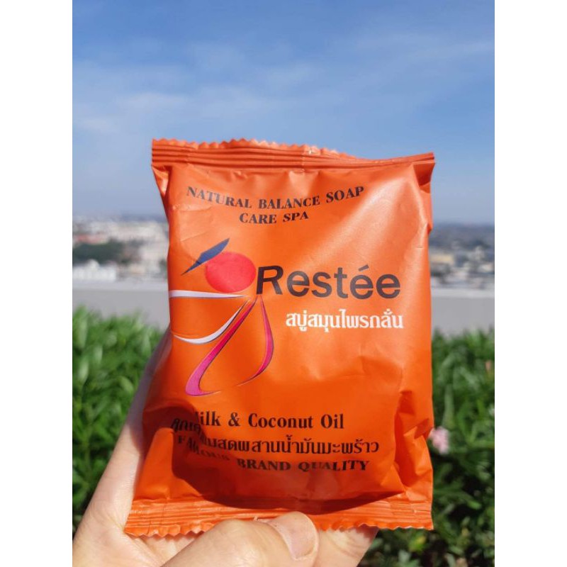สบู่สมุนไพรกลั่น Restee herbal soap ทำความสะอาดผิวหน้าและผิวกาย ...