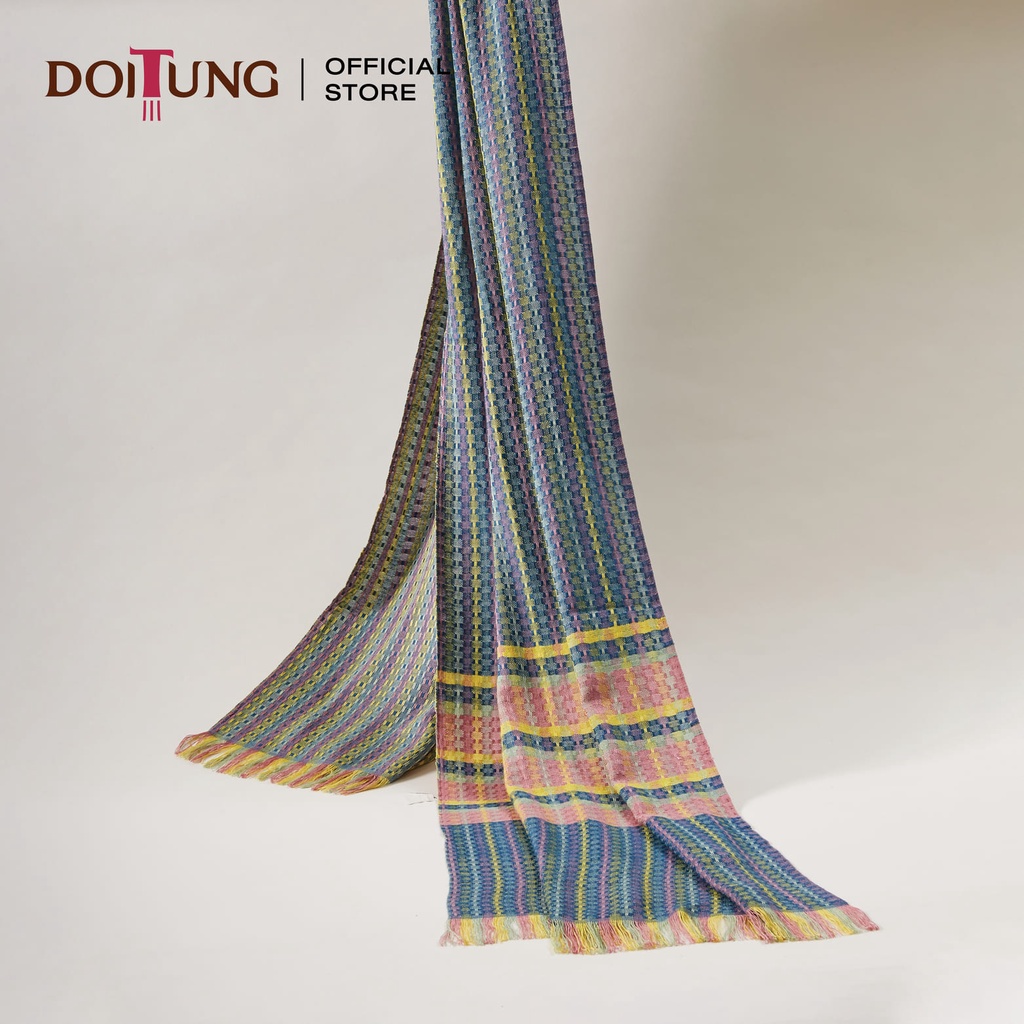 DoiTung Scarf Natural Dyed - Mixed Stripe Blue (50x200 cm.) ผ้าพันคอ ทอ ...