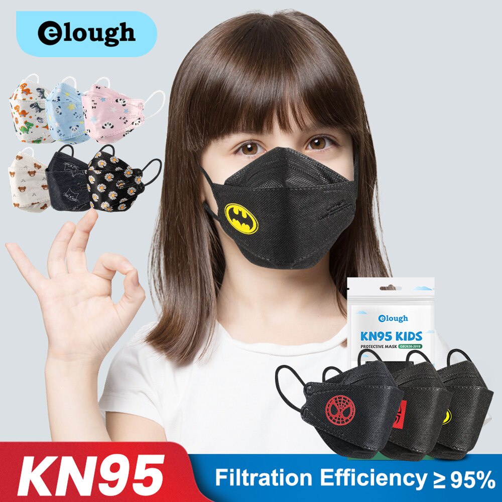 10-50PCS Elough 6-12 Years Old Cartoon FFP2 KN95 Kids Face Mask 4 ...