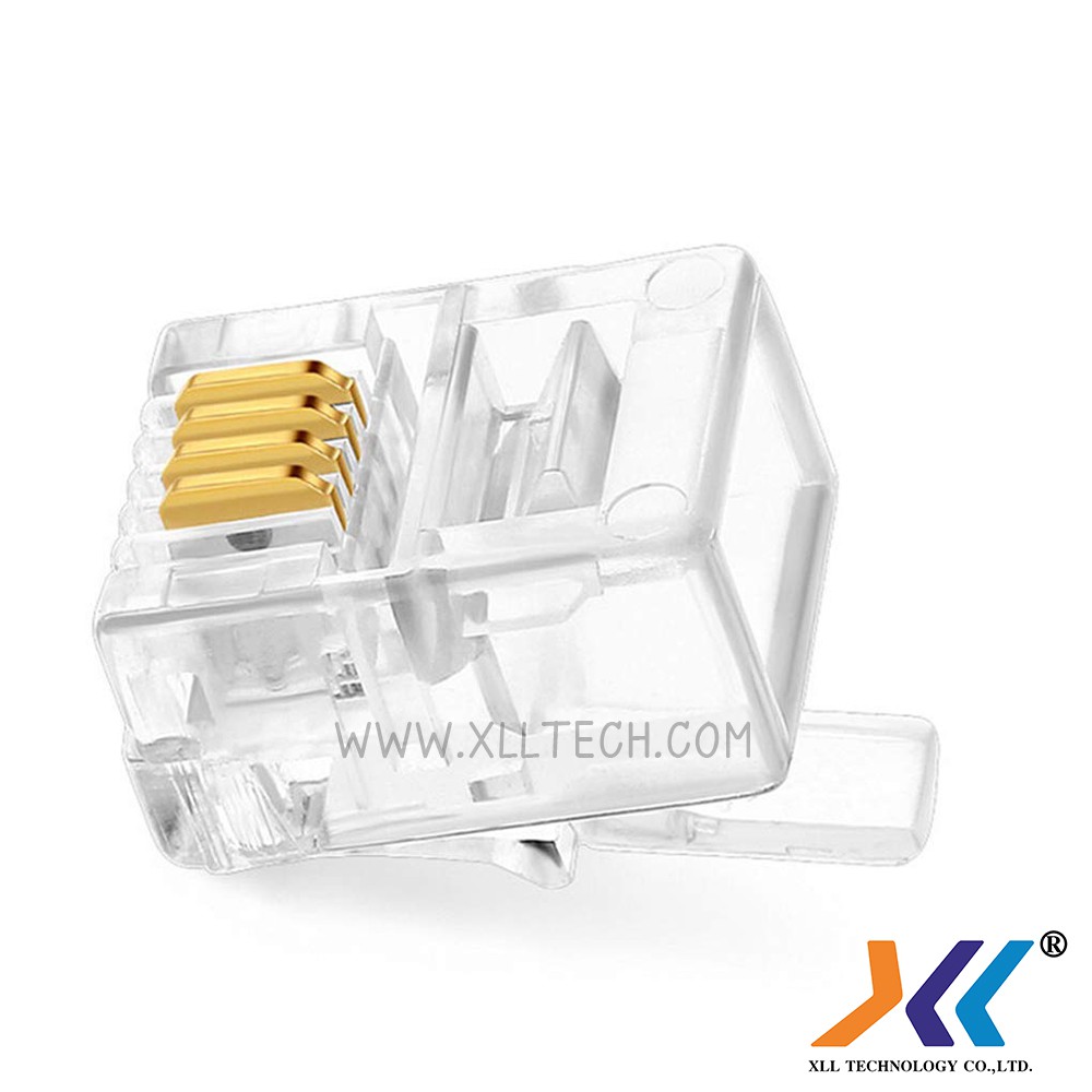 RJ11 Modular Plug 6P4C หัวโทรศัพท์ แบบ 4 เขี้ยว แพ็ค 10 ชิ้นRJ-11 ...