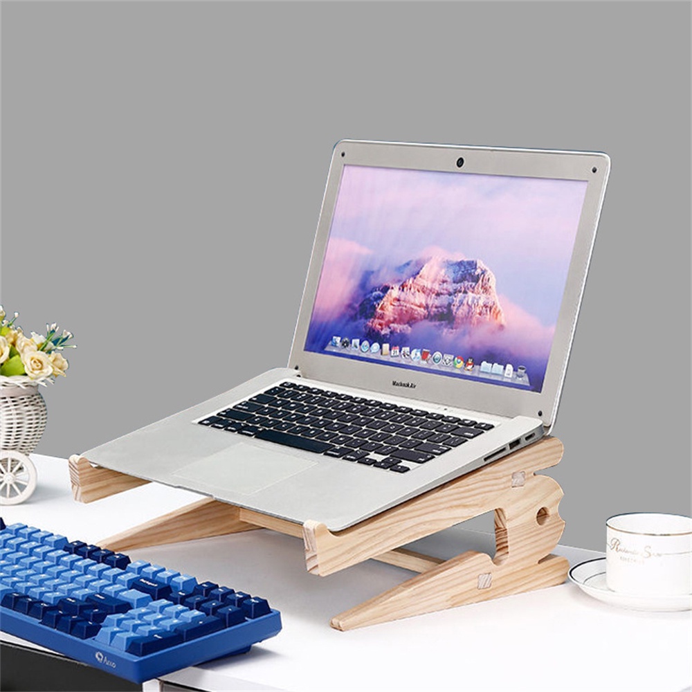 10-15 inch Wooden Laptop Stand Desktop Computer Stand With Cooling Base ...