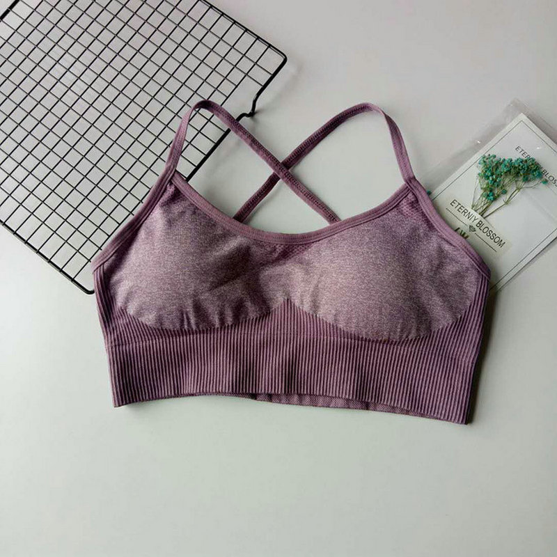 Energy Seamless Patchwork Yoga Bra Padded Push Up Sports Top Women ...