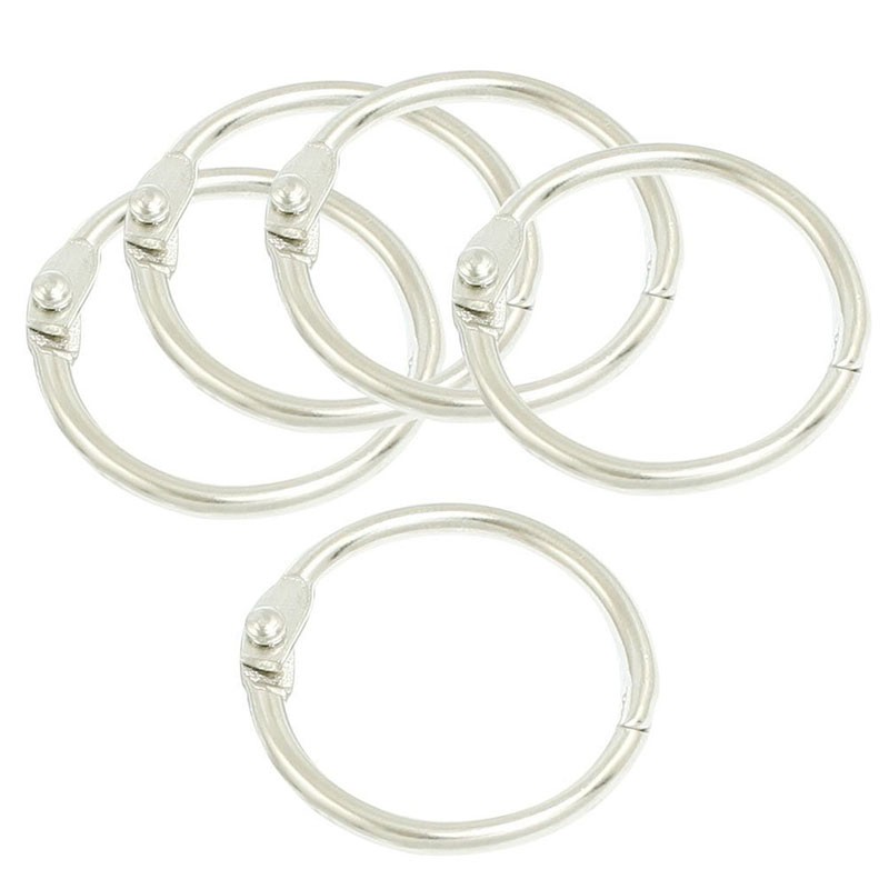 5 pcs silver 30mm Od. Metal Staple Book Binder Loose Leaf Circlip Ring ...