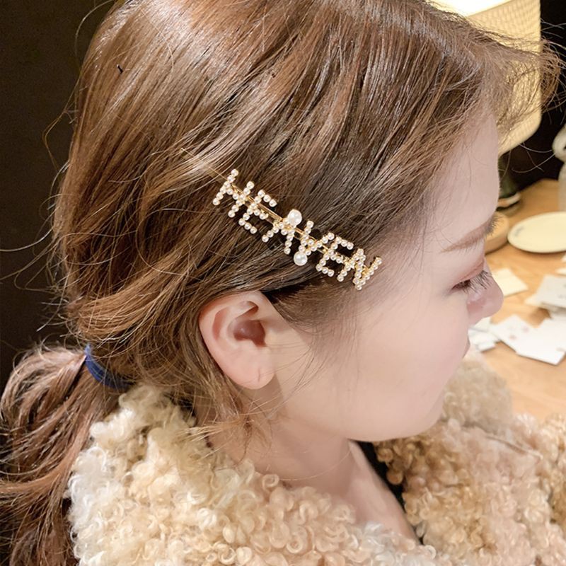 â ¤â ¤ Minimalist Simple Metallic One Word Hair Clips Women Alphabet ...