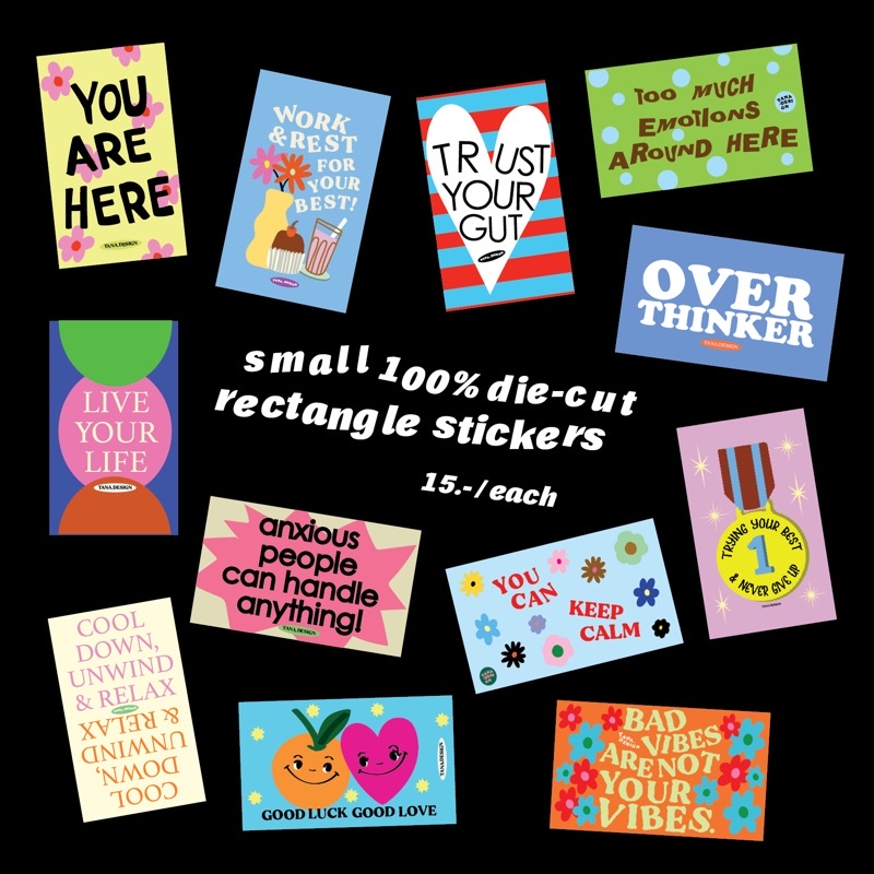 small 100% die-cut retangle stickers | Shopee Thailand