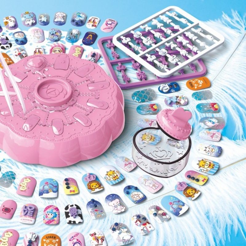 Kid manicure toy nail stickers DIY nail art kit set make up for kids ...