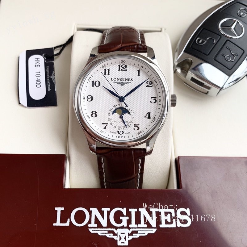 Longines Master Series Moon Phase Three and a half นาฬิกาข้อมือ สําหรับ ...