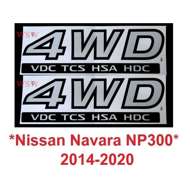 4WD (2ชิ้น) สติ๊กเกอร์ สีเทา NP300 Nissan Navara D23 2015 18 ติดตกแต่ง ...