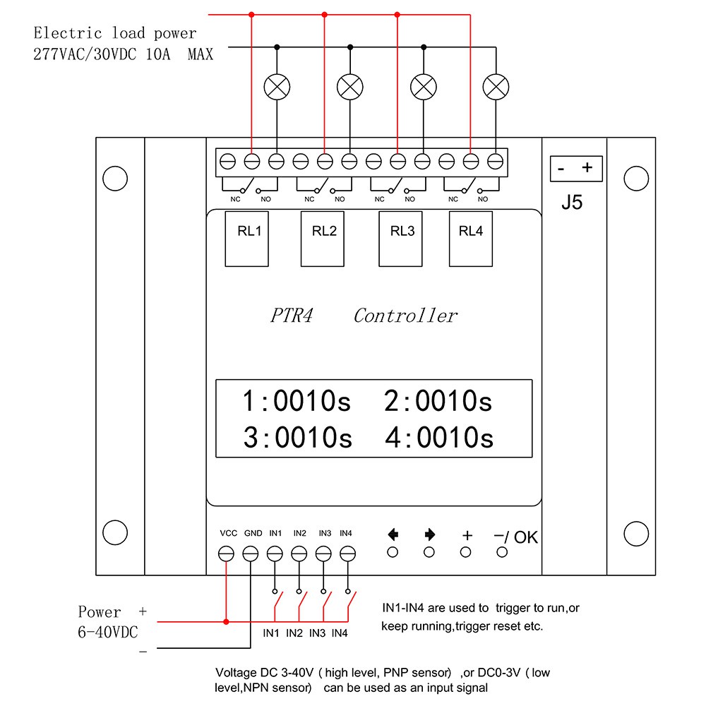 DC6-40V 4-Channel Programmable Digital Time Relay Timer Controller Delay Switch HOT1 ...