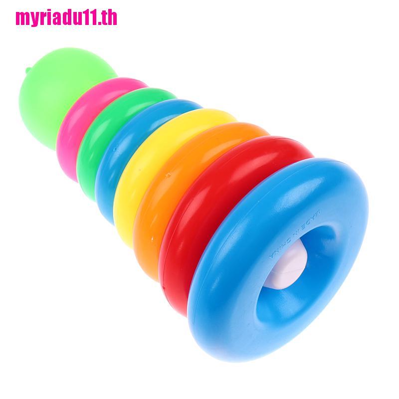 【Mrth】Kids Educational Toy Rainbow Color Stacking Rings Tower Toy Bath ...