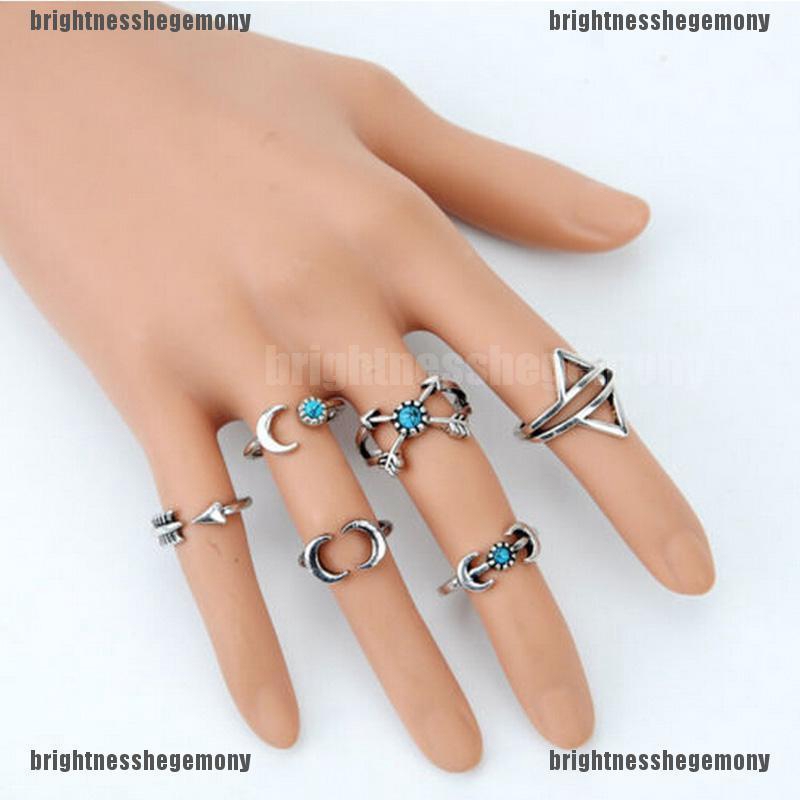 BMTH Women Turquoise Arrow Moon Statement Mini Rings Set Factoryoutlet adore ...