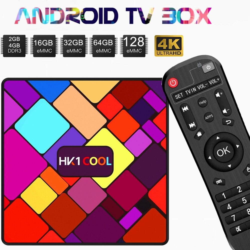 HK1 Cool Android 9.0 ทีวี 4K Quad Core WIFI Bluetooth IPTV TOP Android ...
