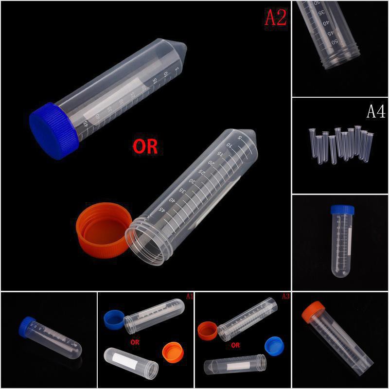 【Purpleredto】10Pcs 50ml Plastic Centrifuge Tube Pipe Vial Lab Test ...