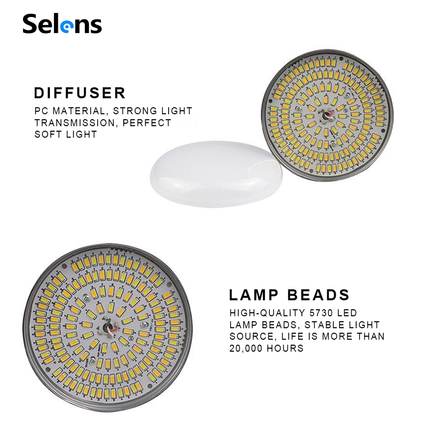 Selens Led Bulb E27 105W 3200K-5500K Adjustable by Remote Control Energy Saving Bulb For Softbox ...