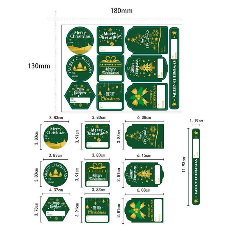 Diam 80Pcs/8Sheet Merry Christmas Name Sticker Red green Adhesive Gift ...