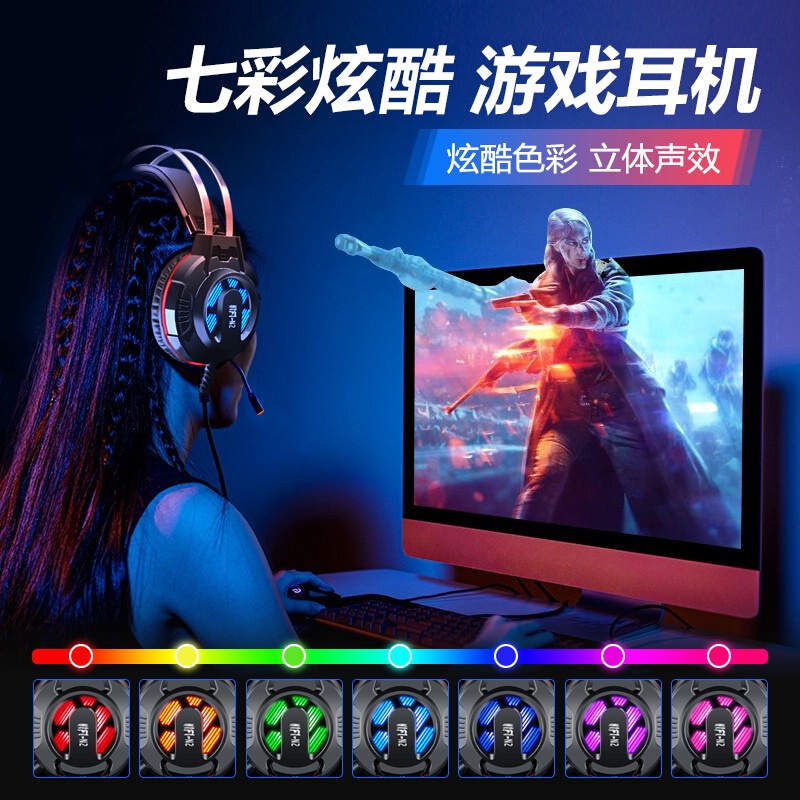 Wolf World Computer Headset with Microphone Game Head-Mounted Headset ...