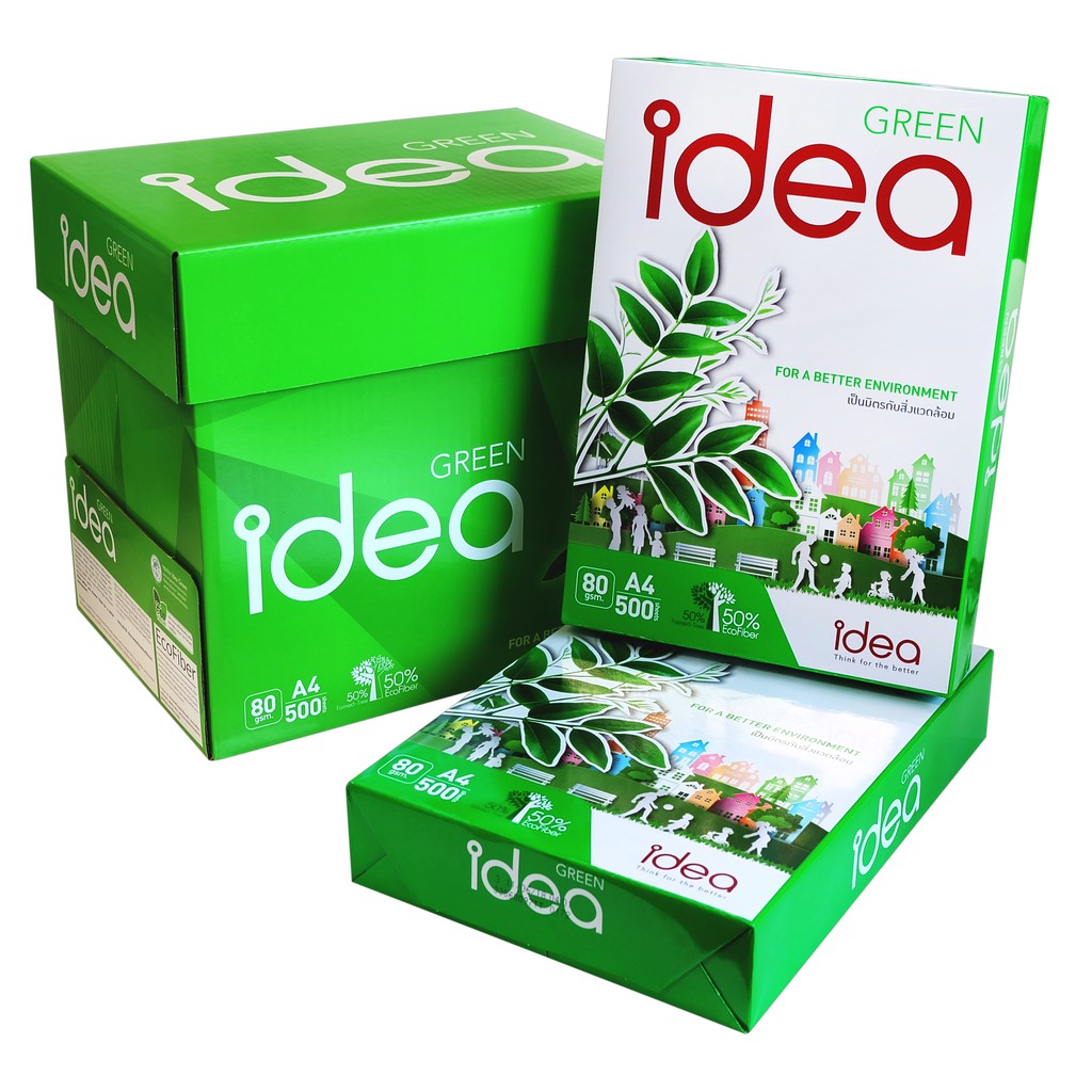 [ส่งฟรี!] Idea Green กระดาษถ่ายเอกสาร 80 แกรม A4 บรรจุ 5 รีม - ideapaper_officialshop - ThaiPick