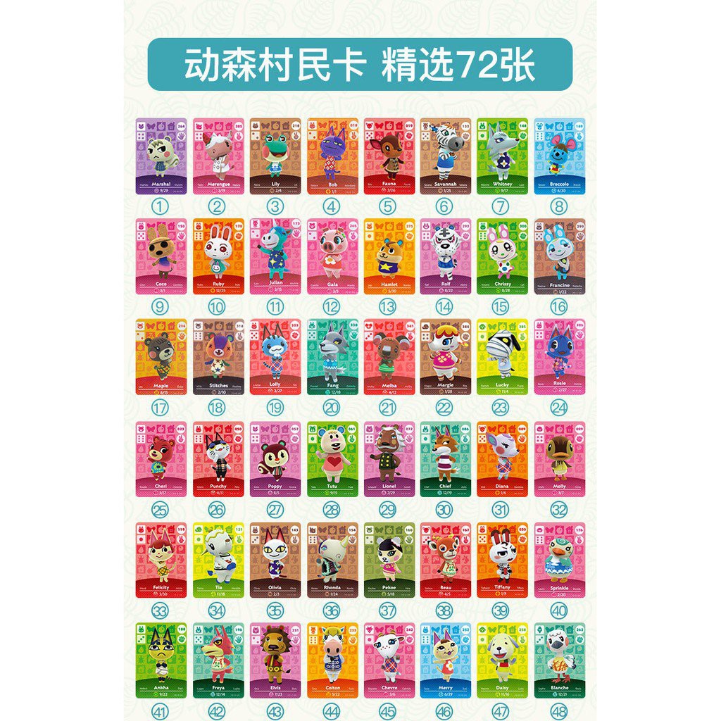 Animal Crossing Card Amiibo Card Work for NS 3DS Switch Game Horizons ...