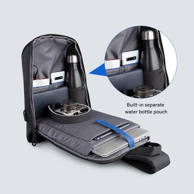 NewKingsons 13.3 Inch Sling Bag Anti-theft USB Charging Messenger Chest ...