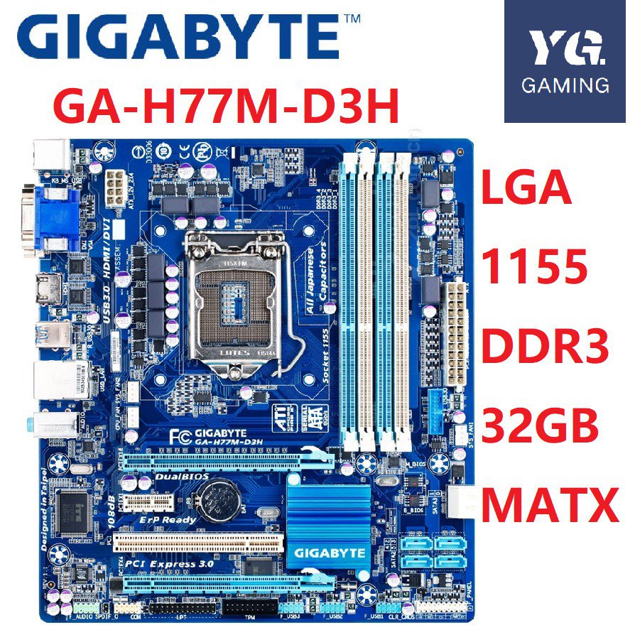 Gigabyte GA-H77M-D3H Original Motherboard LGA 1155 DDR3 USB3.0 32G ...