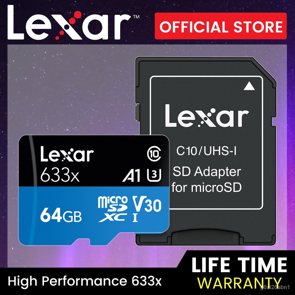 Gzk0 Lexar 64GB High Performance 633x microSDHCmicro wadapter RW up to 9545 MBs Memory Card ...