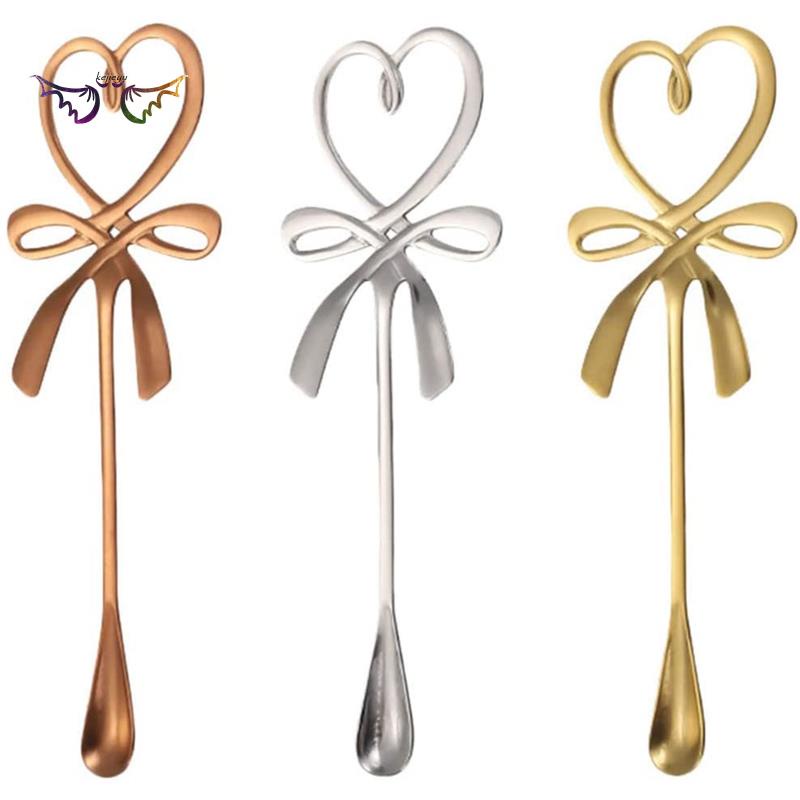 3 Pieces Hanging Cup Spoon Love Bowknot Coffee Tea Spoon Stainless ...