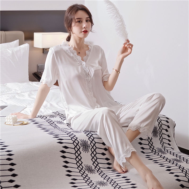 Ss15785 Set 2 ชิ้น เสื้อไหมพรม แขนล้ำ แต่งกระดุม กางเกงไหมพรม ขาสั้น