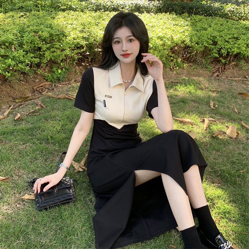 Onlygirl พร้อมส่งเดรส เดรสเกาหลี เดรสผ่าข้าง กระโปรงยาวกระโปรงสั้น ผ้า ...