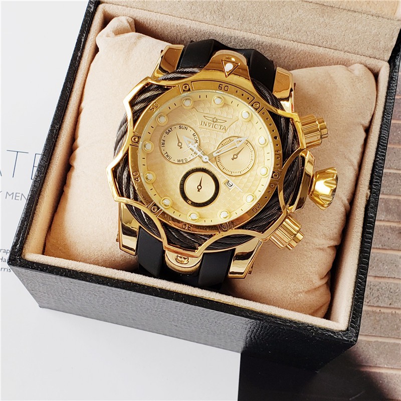Invicta 53mm Gold Large Dial Men's Quartz Watch Fshion Sports Watch ...