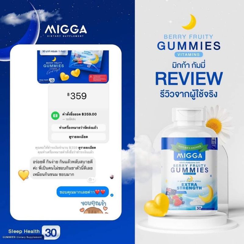 MIGGA Gummies มิกก้ากัมมี่ วิตามินนอนหลับ วิตามินช่วยนอนหลับ อาหารเสริม ...