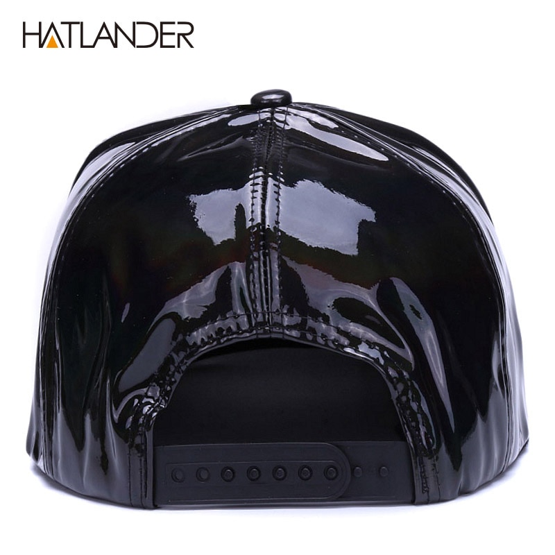 HATLANDERShining PU flat brim baseball hats for boys girls solid ...