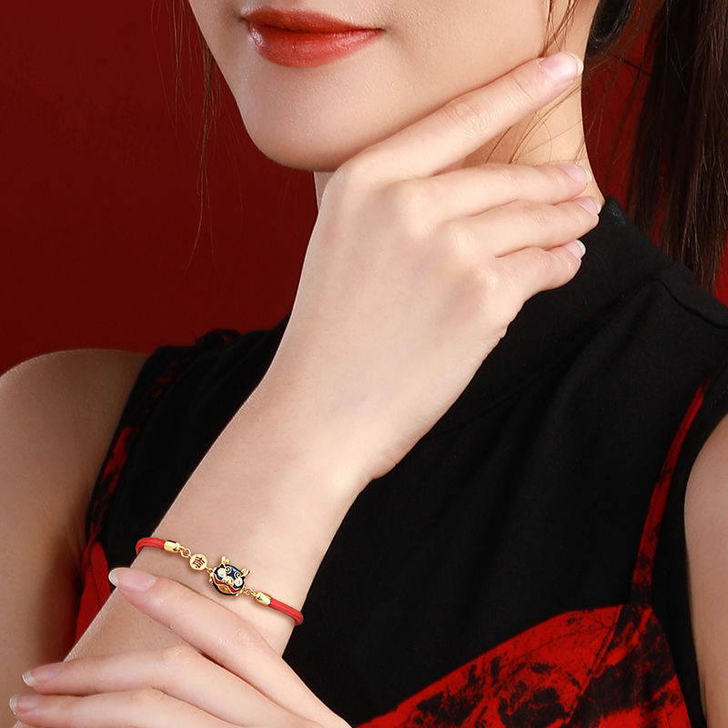 ระเบิด麟麒ให้พอลสร้อยข้อมือS925เงิน2021วัวปีพระราชวังต้องห้ามของขวัญปีใหม่ชายและหญิงคู่มือเชือกคู่ ...