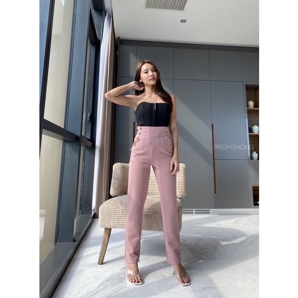 Promthong Golden button high waist trouser - beaubeaubb - ThaiPick
