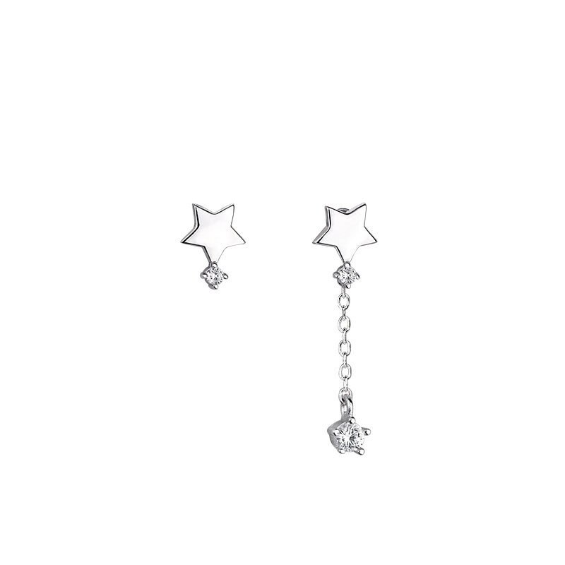 Asymmetric star diamond earrings tassel temperament simple ear jewelry ...