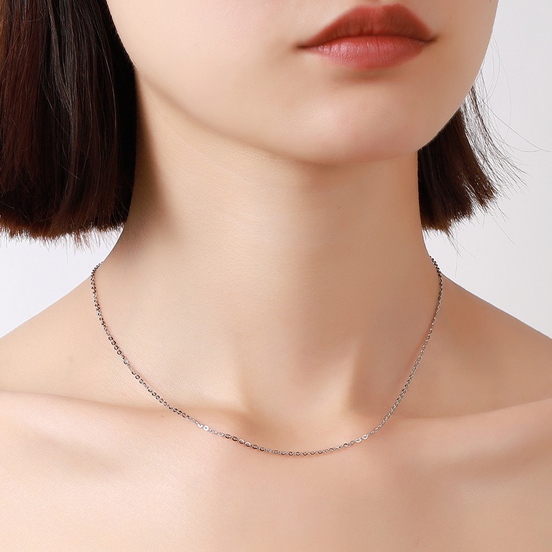 999 sterling silver necklace female no pendant clavicle chain foot ...