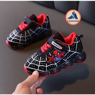 (ch1030k)Spi-รองเท้าเด็กสไปเดอร์แมน มีไฟLed รองเท้าผ้าใบเด็กผู้ชาย ...