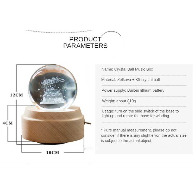Music Boxes Crystal Ball Ratating Light Projection Crystal Music Ball ...