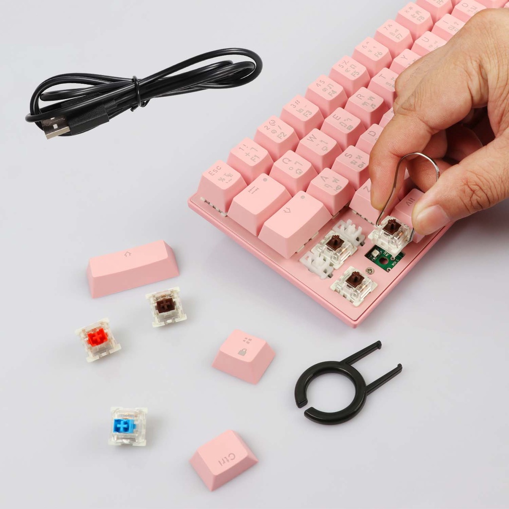 452.KEYBOARD TSUNAMI MK68 PRO PK-RED SWITCH MACHANICAL GAMING TYPE-C ...