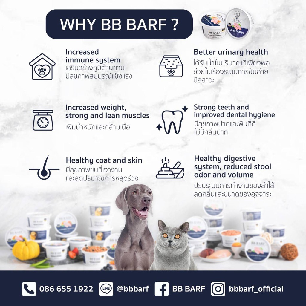 อาหารบาร์ฟ BB BARF อาหารสดดิบสำหรับสุนัข สูตรไก่ SET A - blue.berlin ...