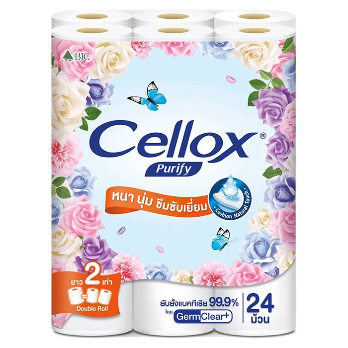 (แพ็ค 24 ม้วน) Cellox Purify Super Extra Double Roll Tissue เซลล็อกซ์ ...