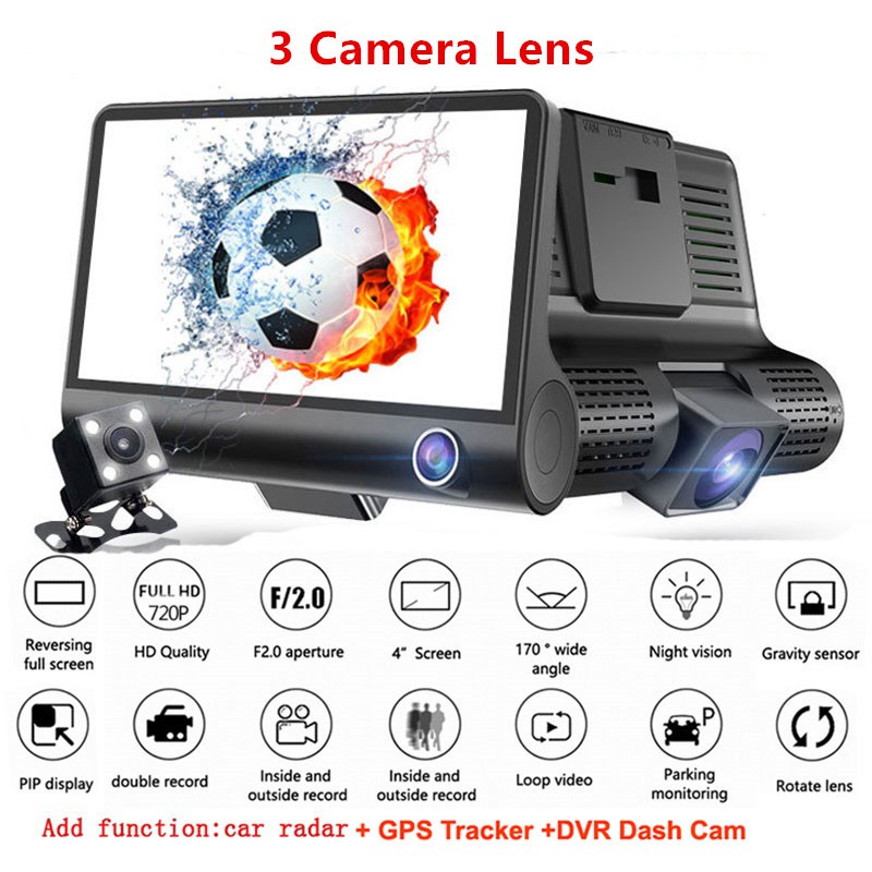 Car DVR camera video recorder radar detector 4.0 inch display GPS radar ...