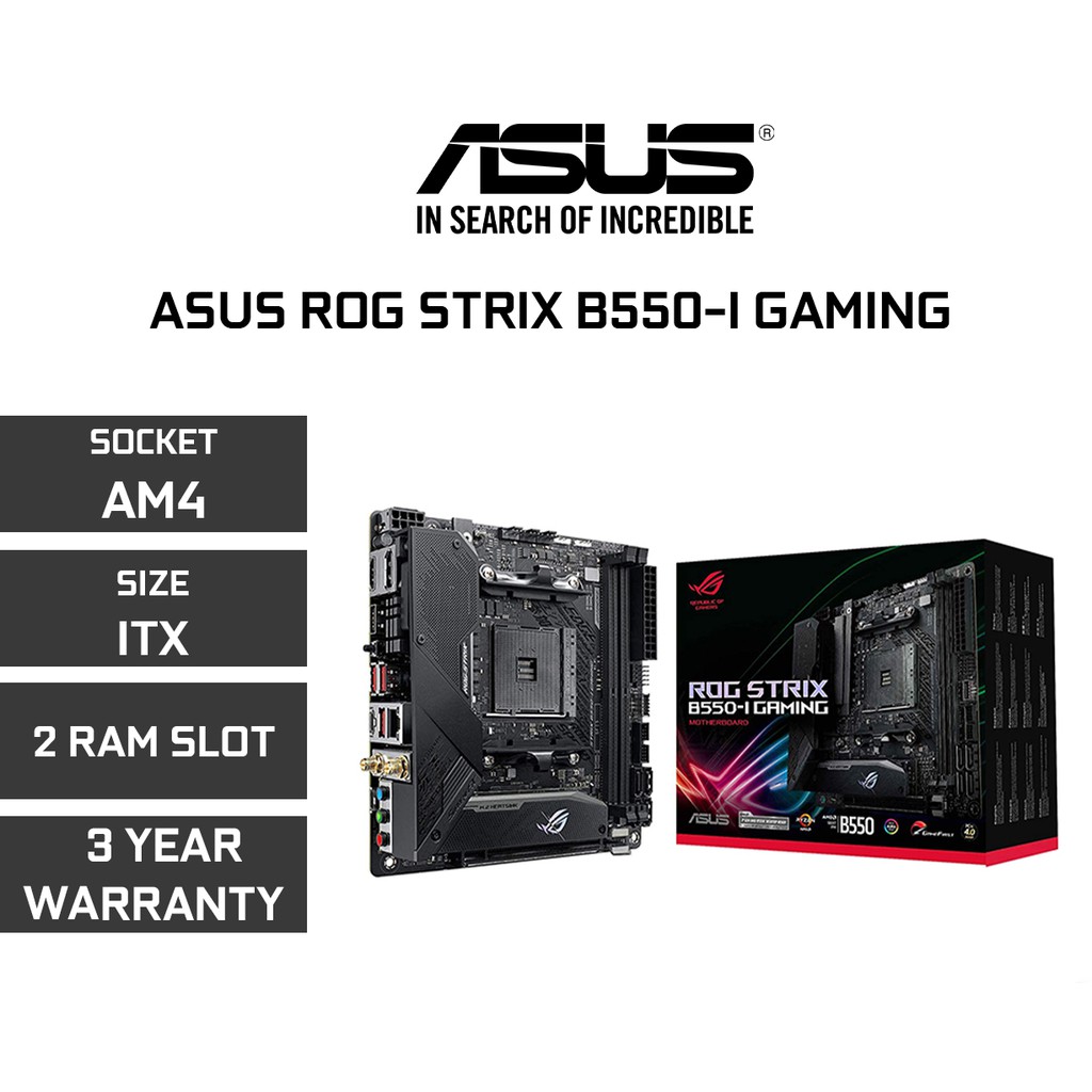 MAINBOARD (เมนบอร์ด) AM4 ASUS ROG STRIX B550-I GAMING ITX รับประกัน 3 ...