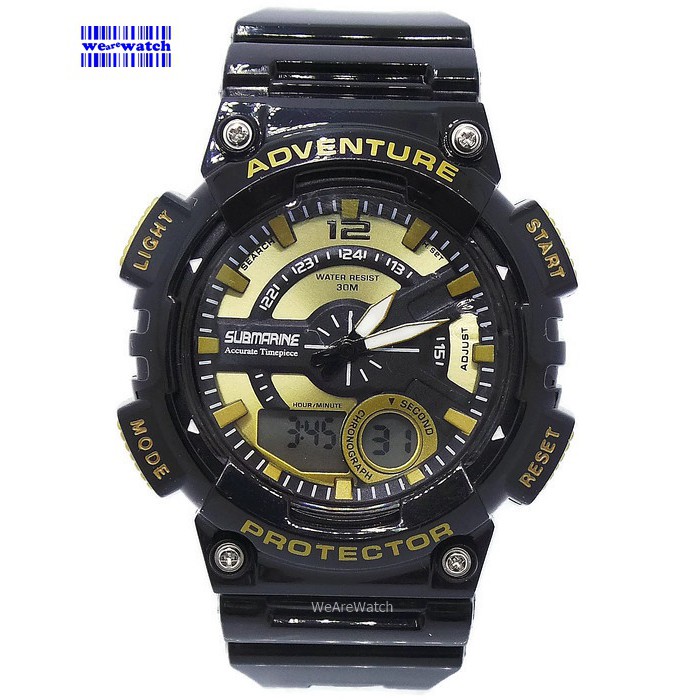 US SUBMARINE (ของแท้ กันน้ำอย่างดี) นาฬิกาข้อมือสปอร์ต 2ระบบ สายเรซิน ...