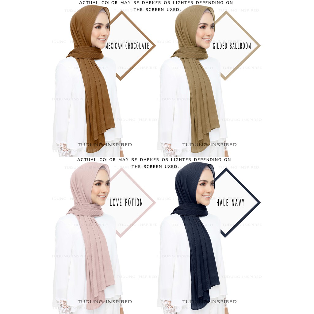 [READY STOCK ] SHAWL HEAVY CHIFFON WITH MINI FULL PLEATED (PLEATS HALUS ...