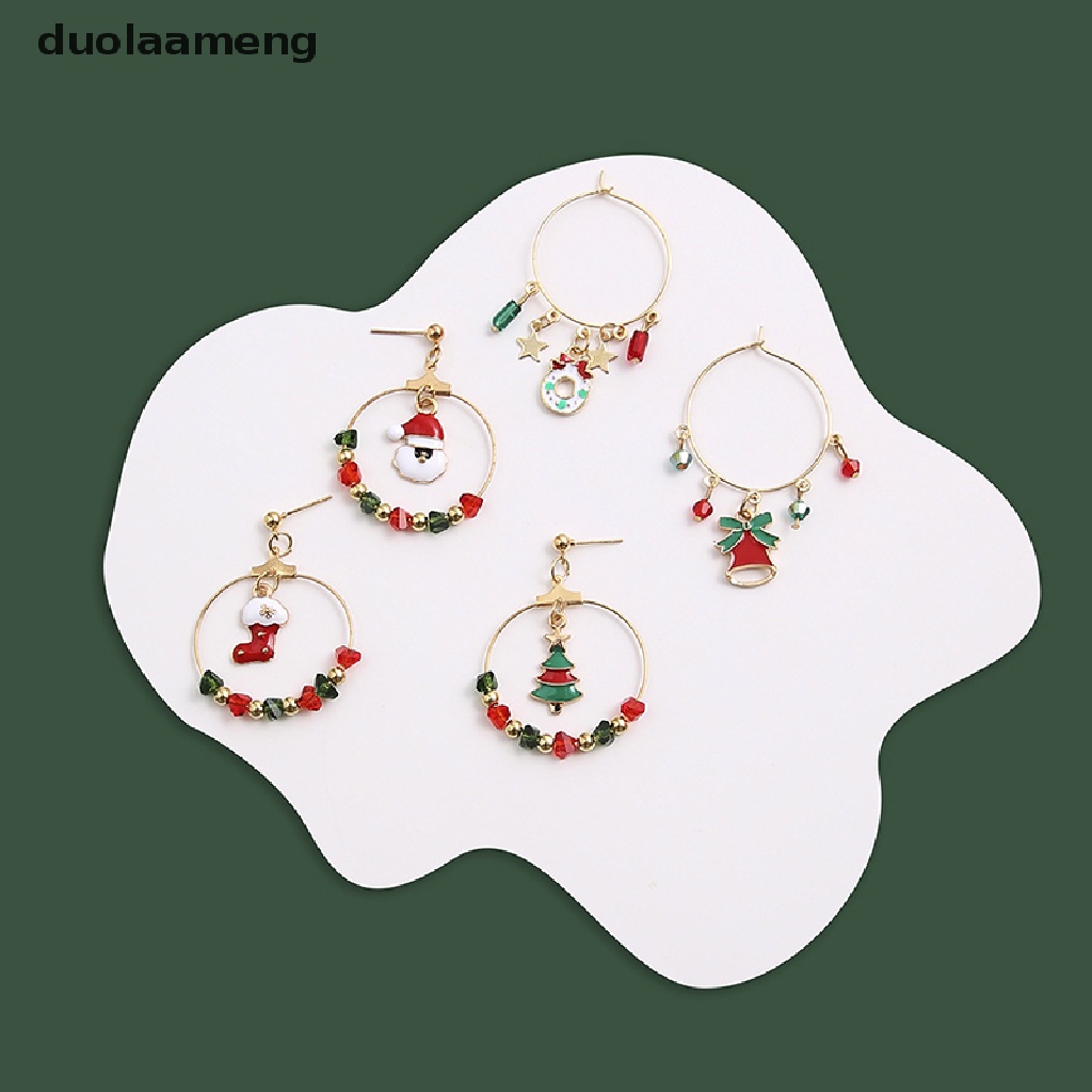 [duolaameng] 2021 New Christmas Earrings Jewelry Asymmetry Cute Santa ...