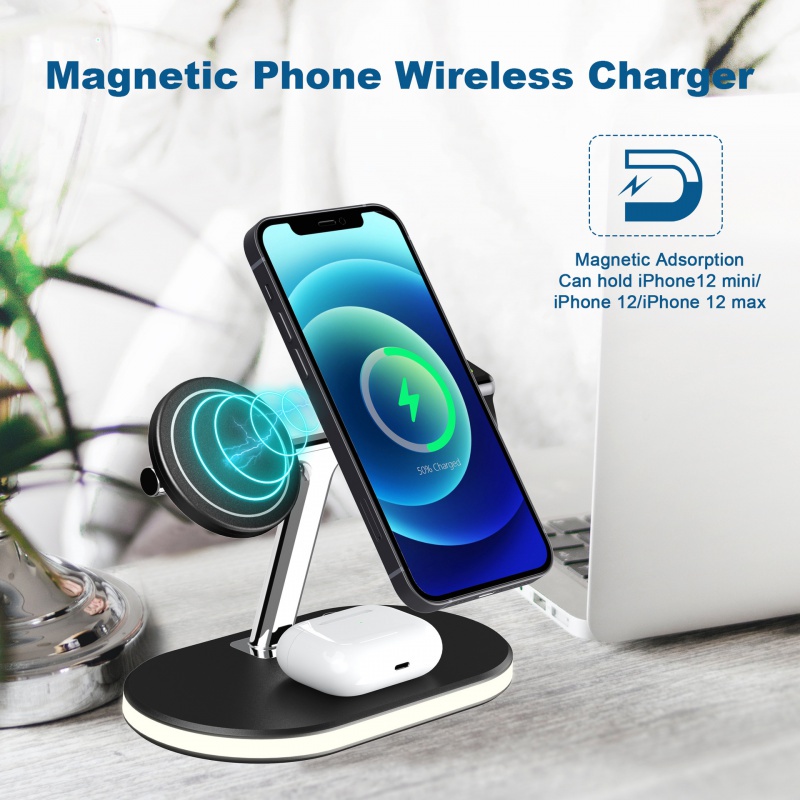 Laudtec 15W Fast Charge Bracket Three-in-One Magnetic Wireless Charger ...